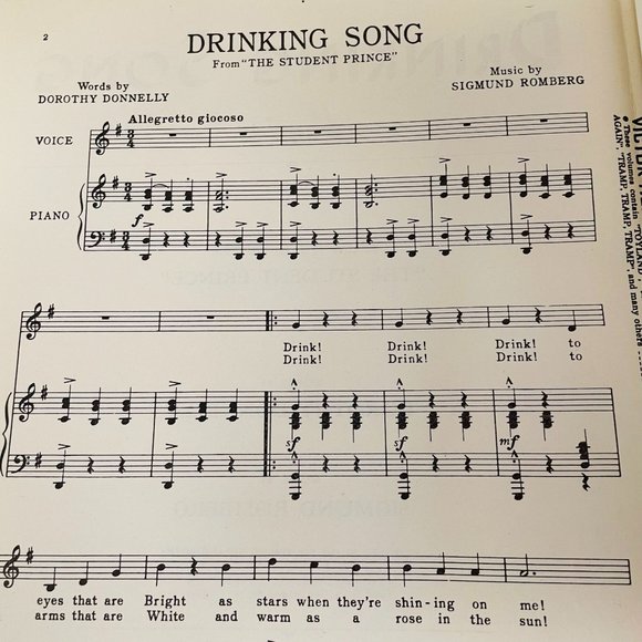 Other | Vintage Dorothy Donnelly Sigmund Romberg Sheet Music Drinking ...